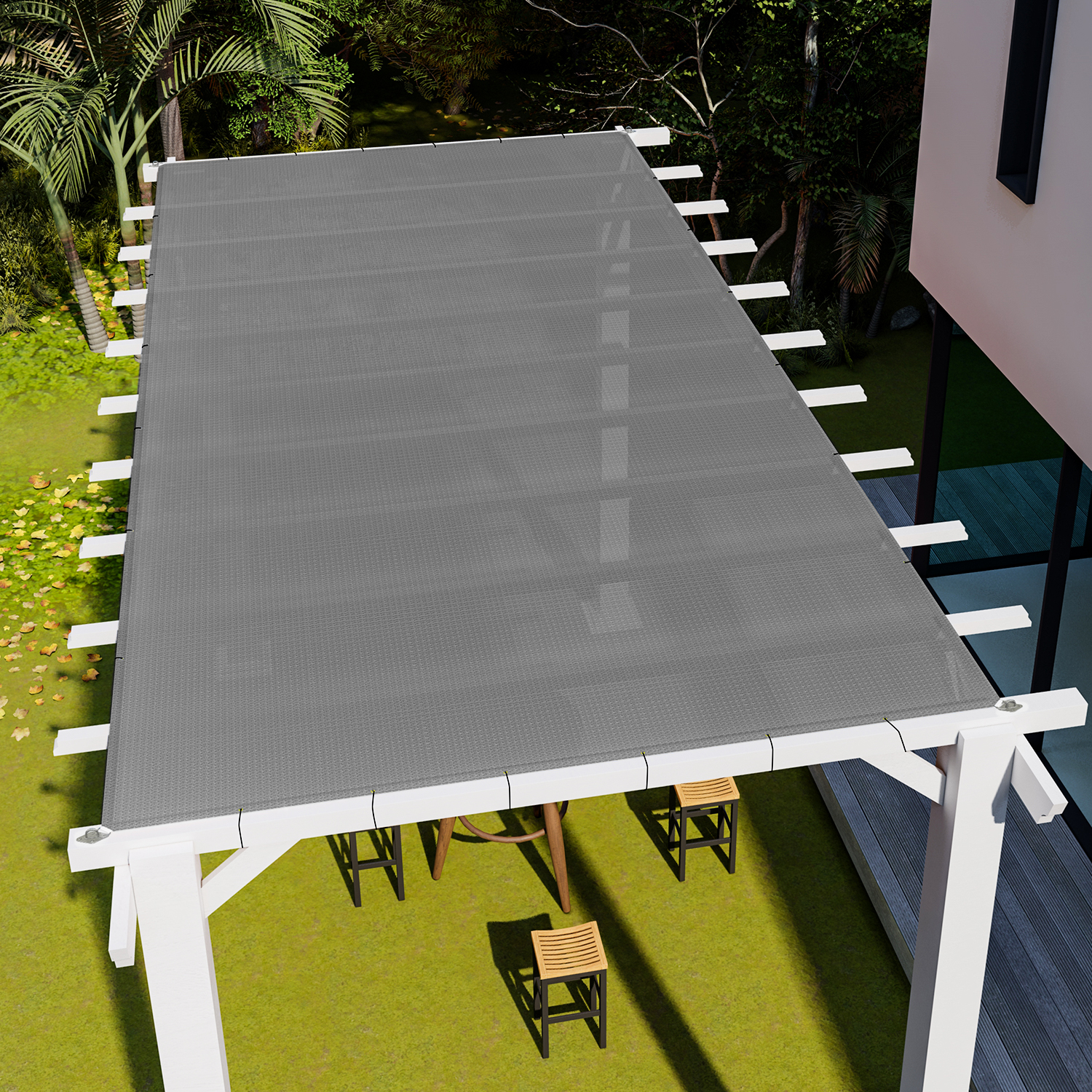 Gray 16-40ft Straight Edge Sun Shade Sail 240GSM Canopy Awning Patio ...